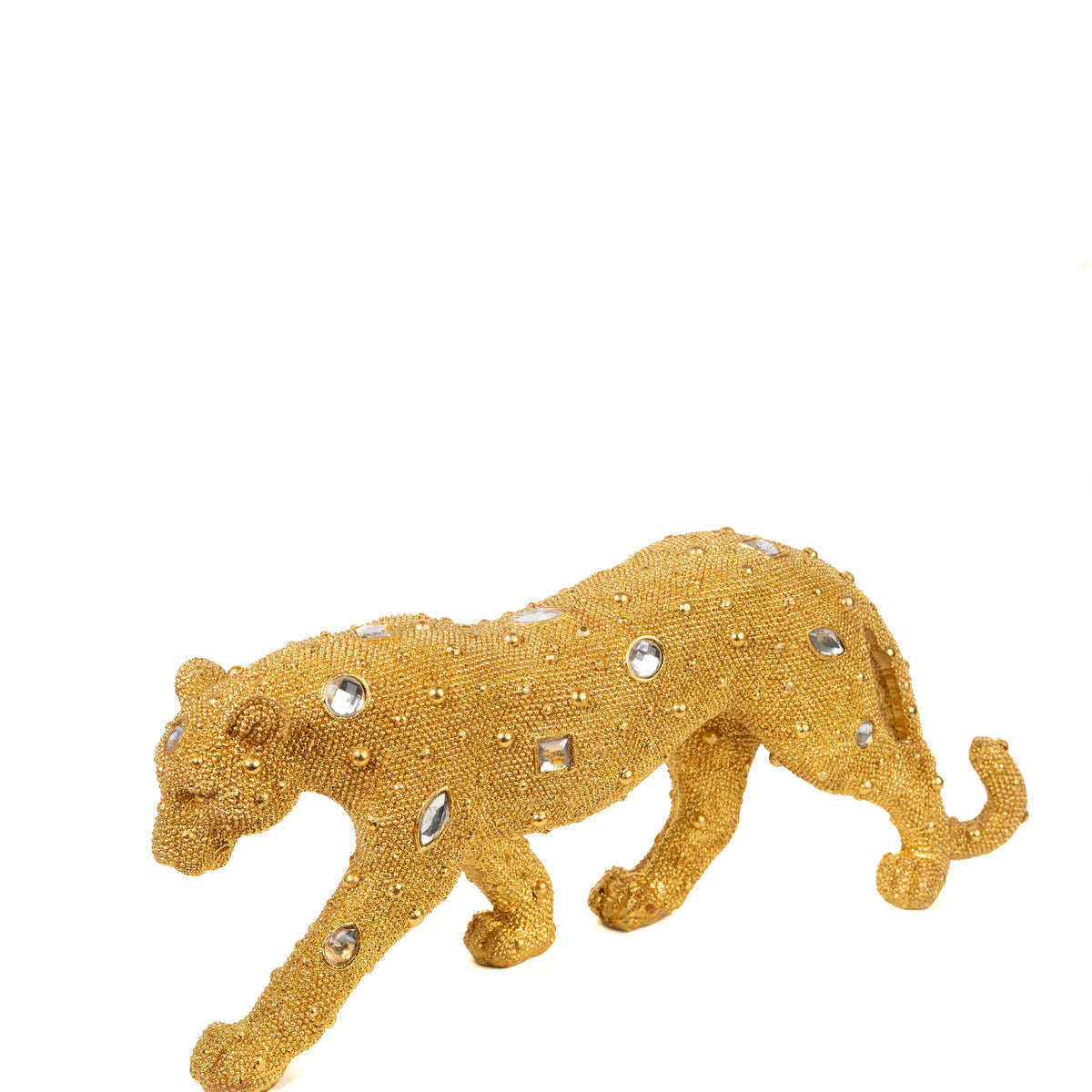 Shiny Leopard Sculpture with Mirror Accents – Decoreds